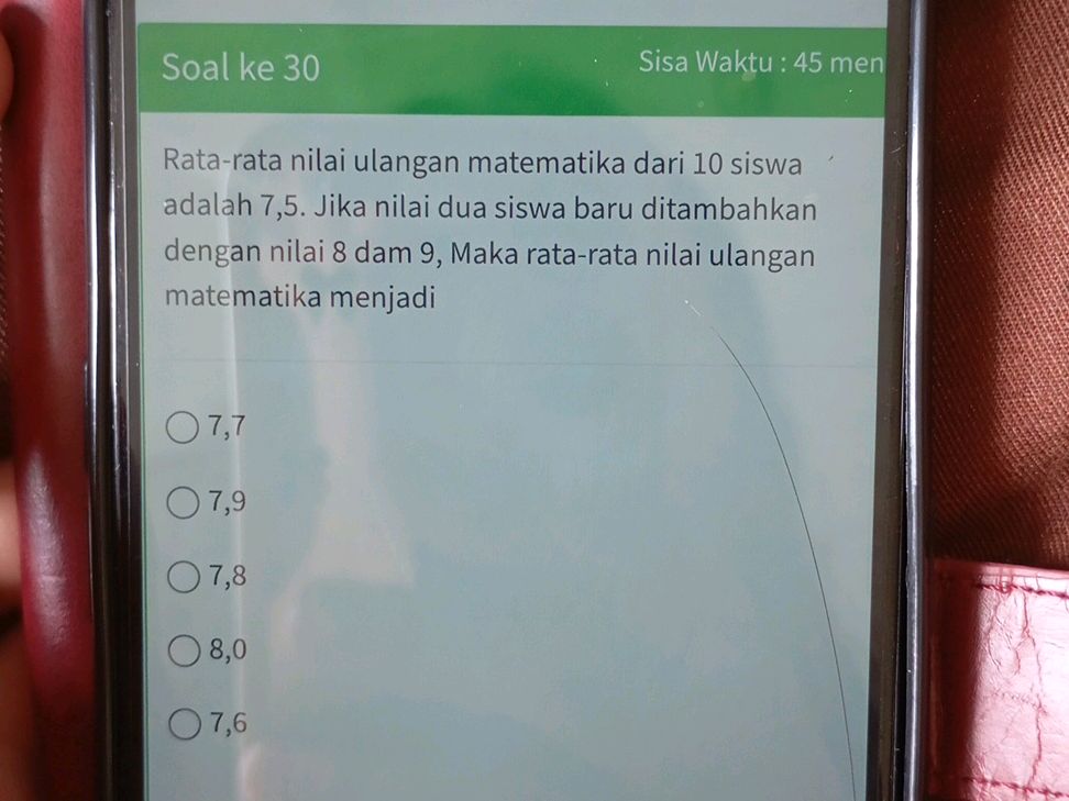 Rata-rata nilai ulangan matematika dari 10 | StudyX