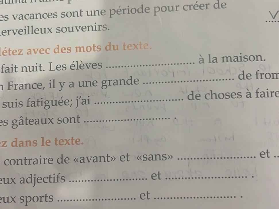 Complétez avec des mots du texte. fait | StudyX