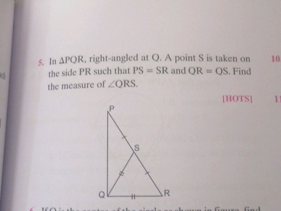5. In $ PQR$, right-angled at Q. A point S | StudyX