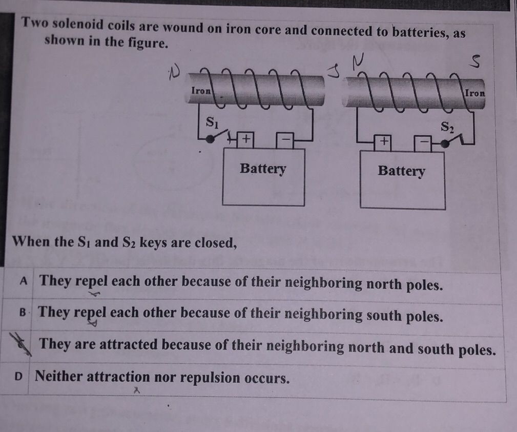 Two solenoid coils are wound on iron core | StudyX