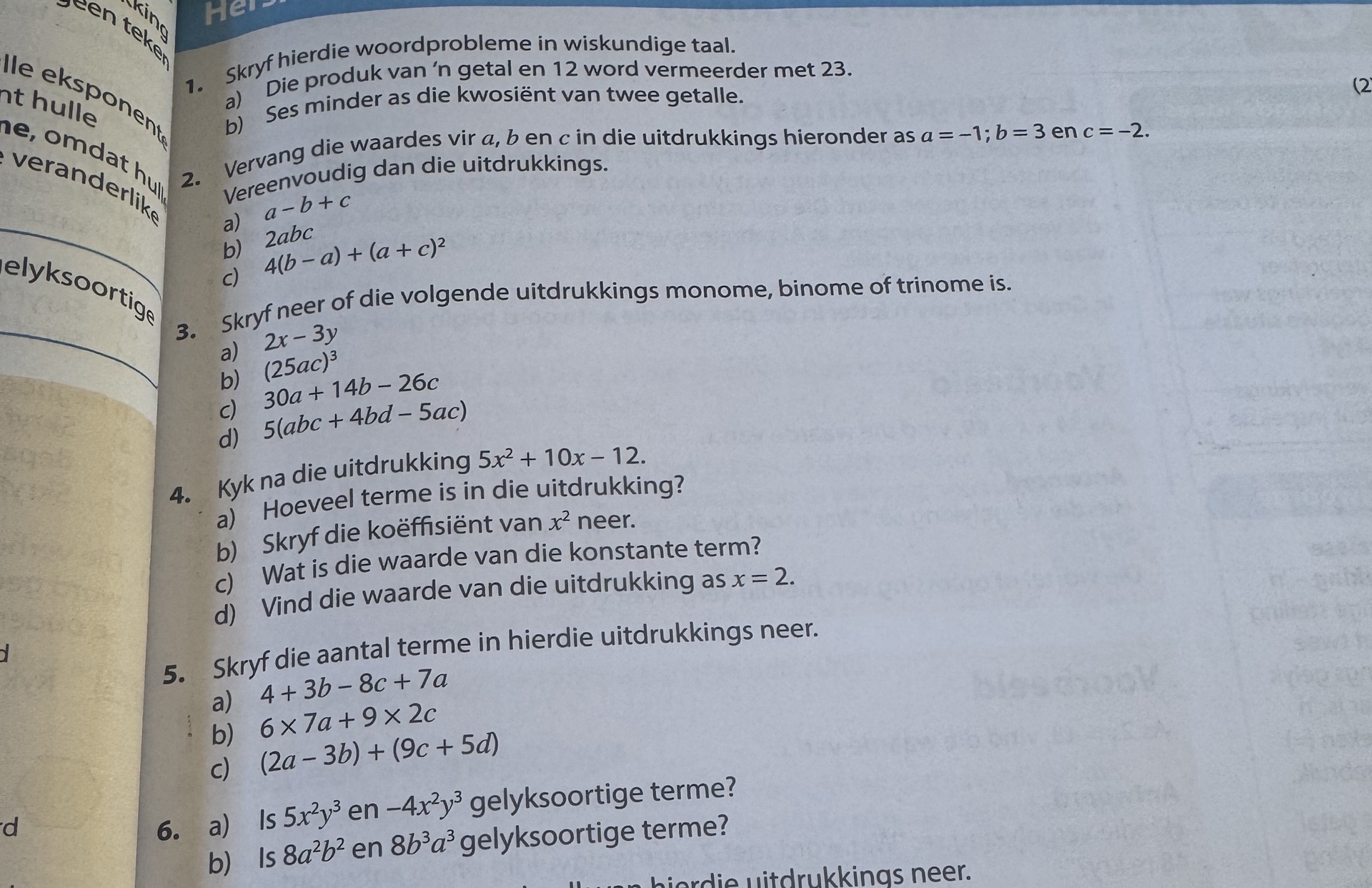 1. Skryf hierdie woordprobleme in wiskundige | StudyX