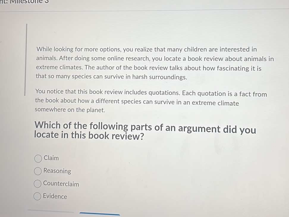 Which of the following parts of an argument | StudyX