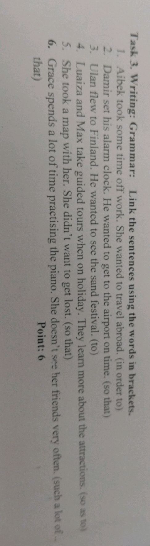 Task 3. Writing: Grammar: Link the sentences | StudyX