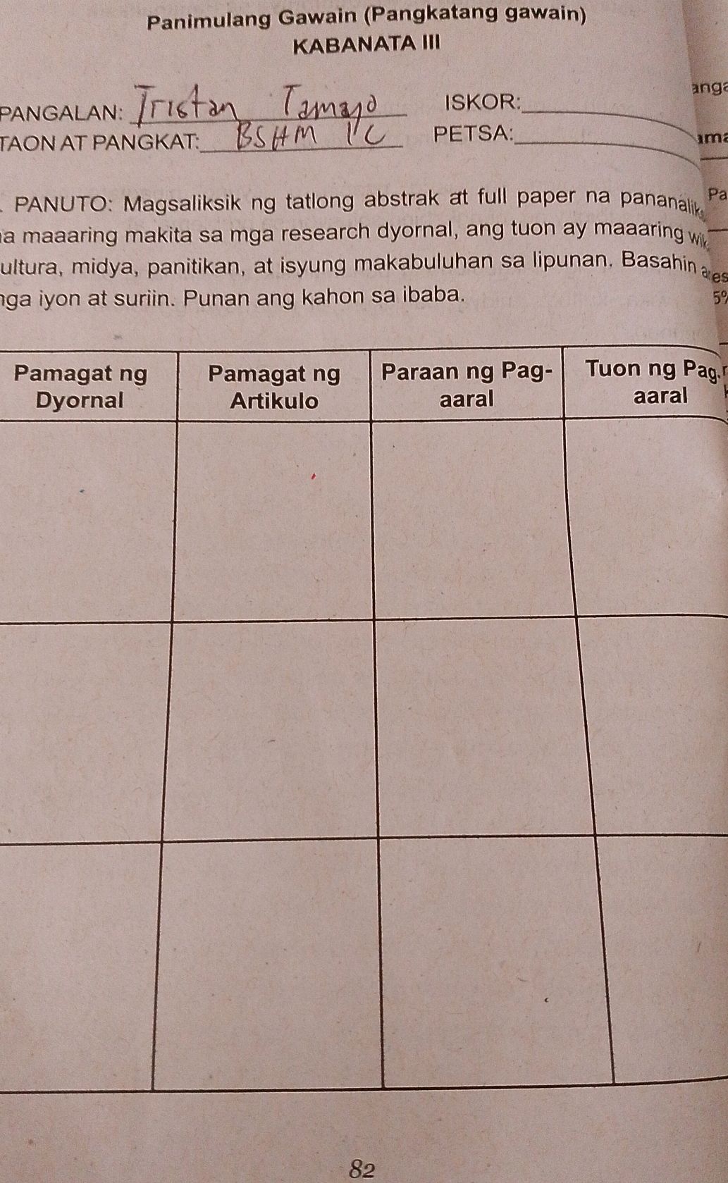 PANUTO: Magsaliksik ng tatlong abstrak at | StudyX