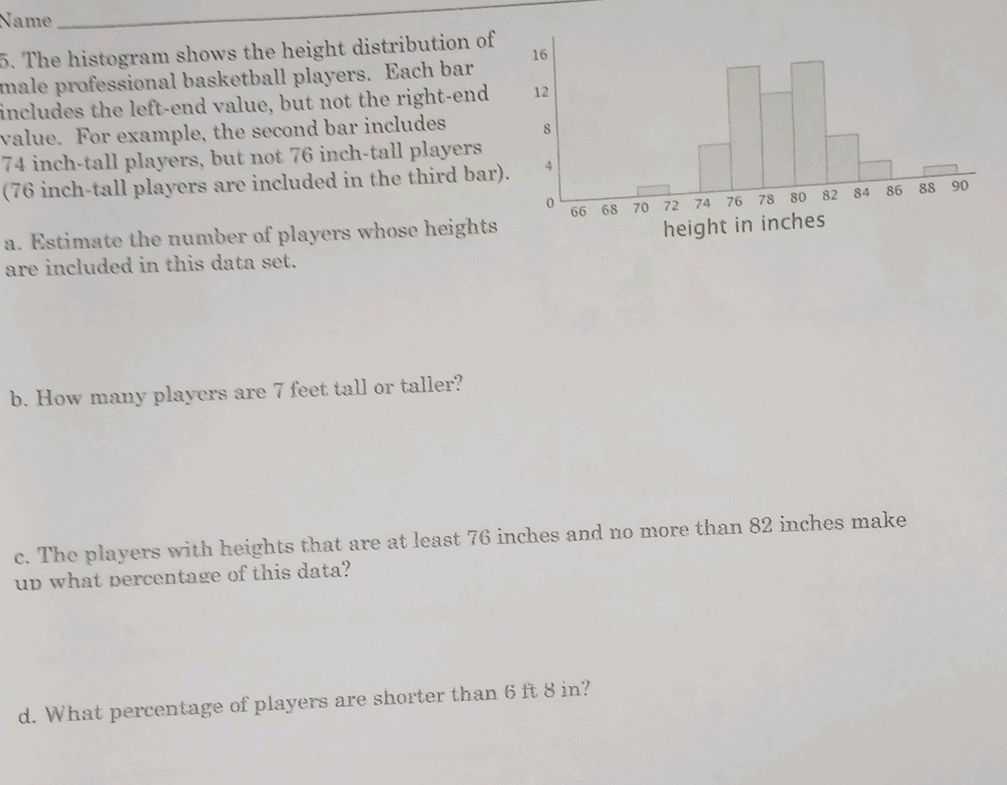 5. The histogram shows the height | StudyX