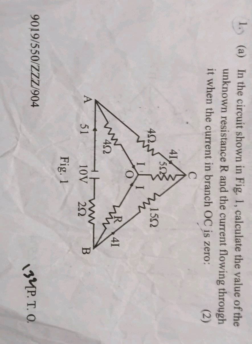1. (a) In the circuit shown in Fig. 1, | StudyX
