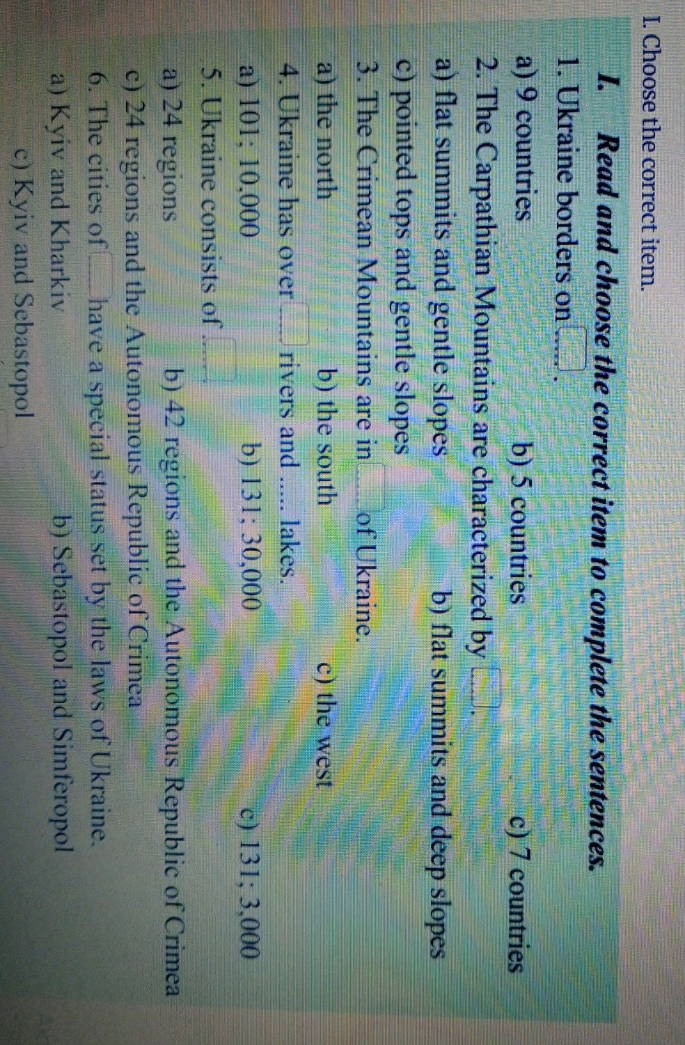 I. Choose the correct item. 1. Read and | StudyX