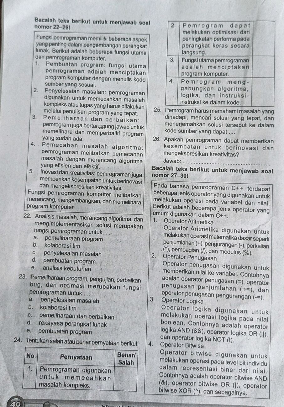 22. Analisis masalah, merancang algoritma, | StudyX