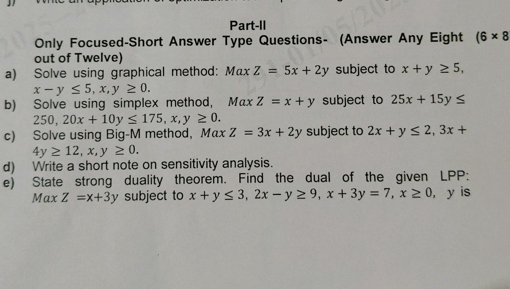 a) Solve using graphical method: Max Z = 5x | StudyX