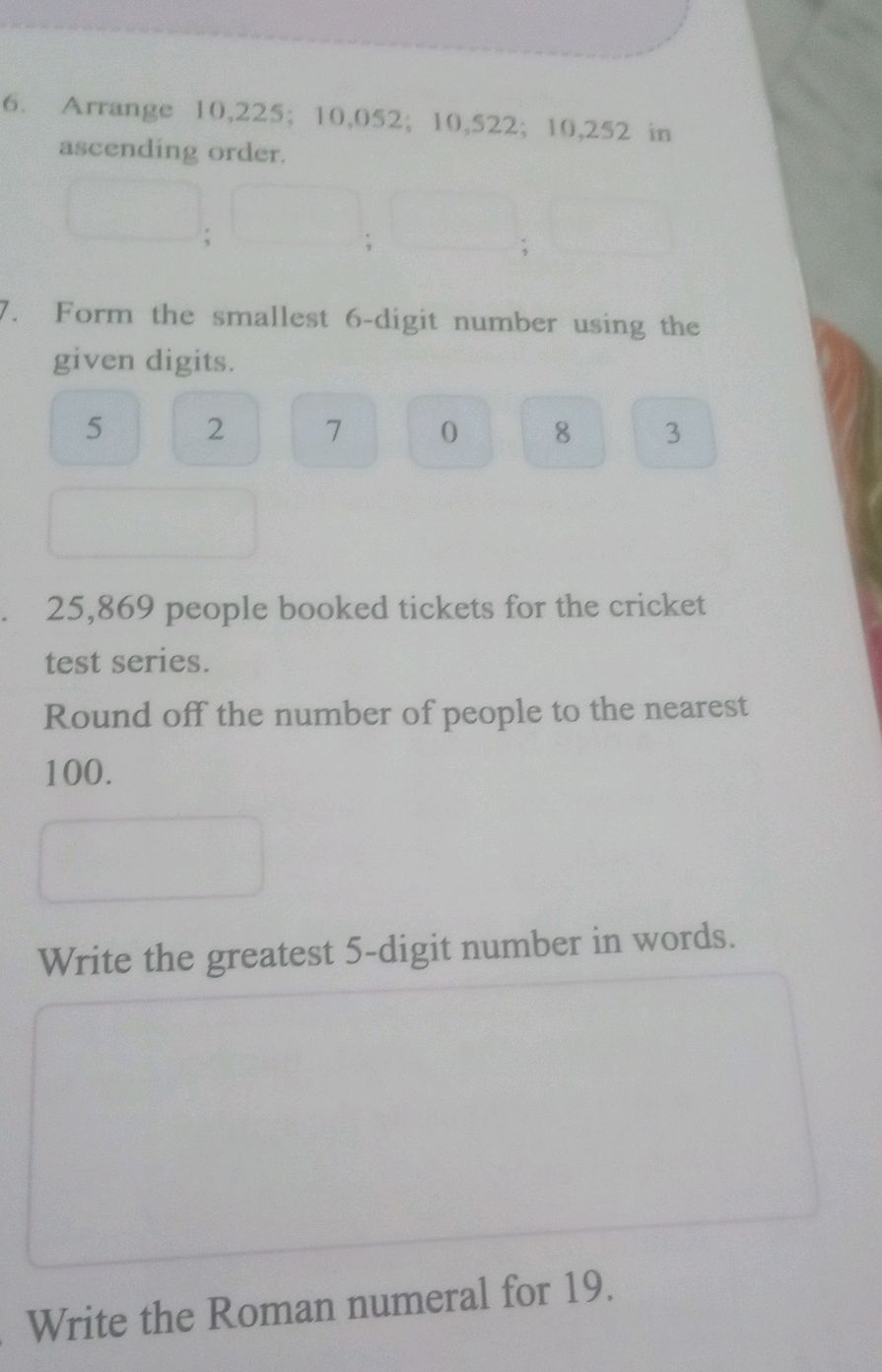 6. Arrange 10,225; 10,052; 10,522; 10,252 in | StudyX
