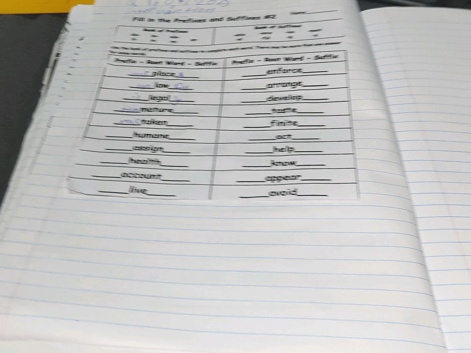 Fill in the Prefixes and Suffixes #2 | | StudyX