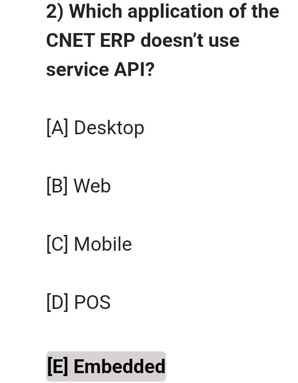 2) Which application of the CNET ERP doesn't | StudyX