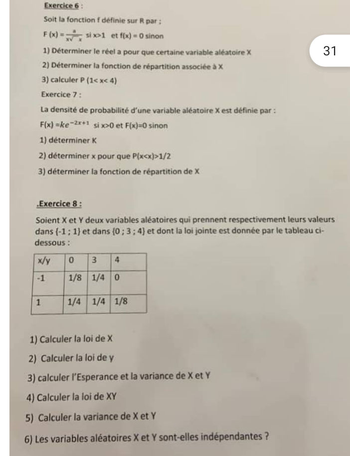 Exercice 6: Soit la fonction f définie sur R | StudyX
