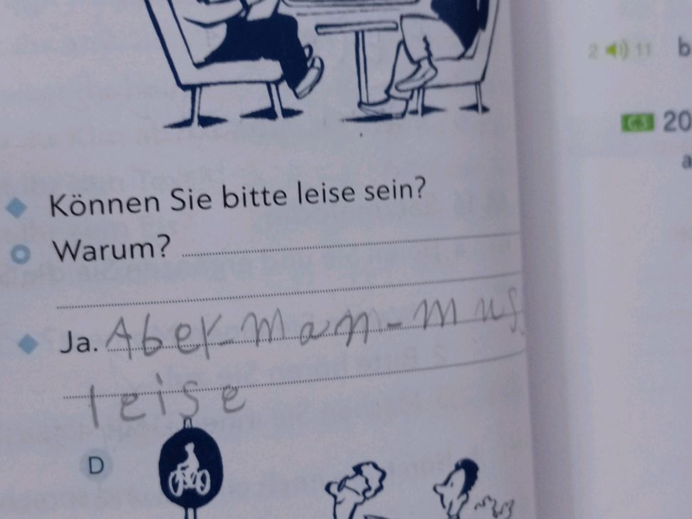 Können Sie bitte leise sein? Warum? Ja. | StudyX