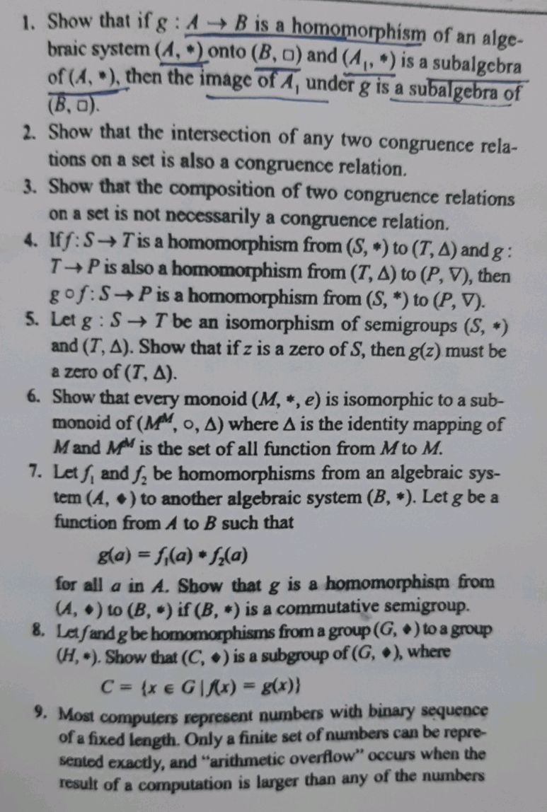 1. Show that if $g: A B$ is a homomorphism | StudyX