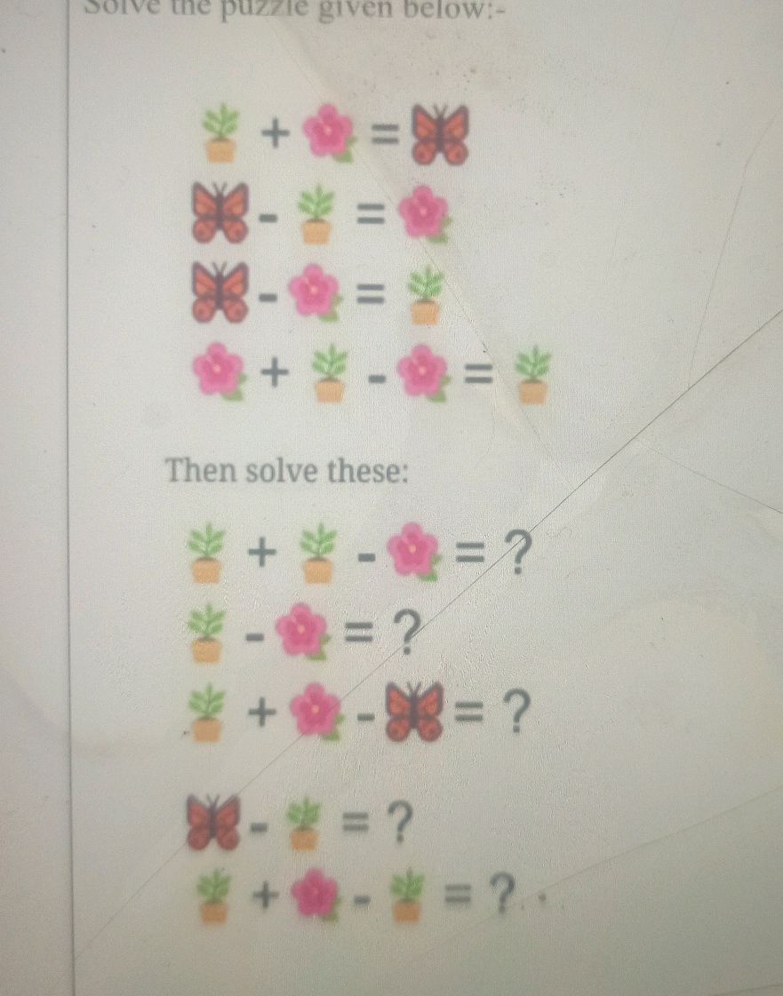 Solve the puzzle given below: 🪴 + 🌸 = 🦋 | StudyX