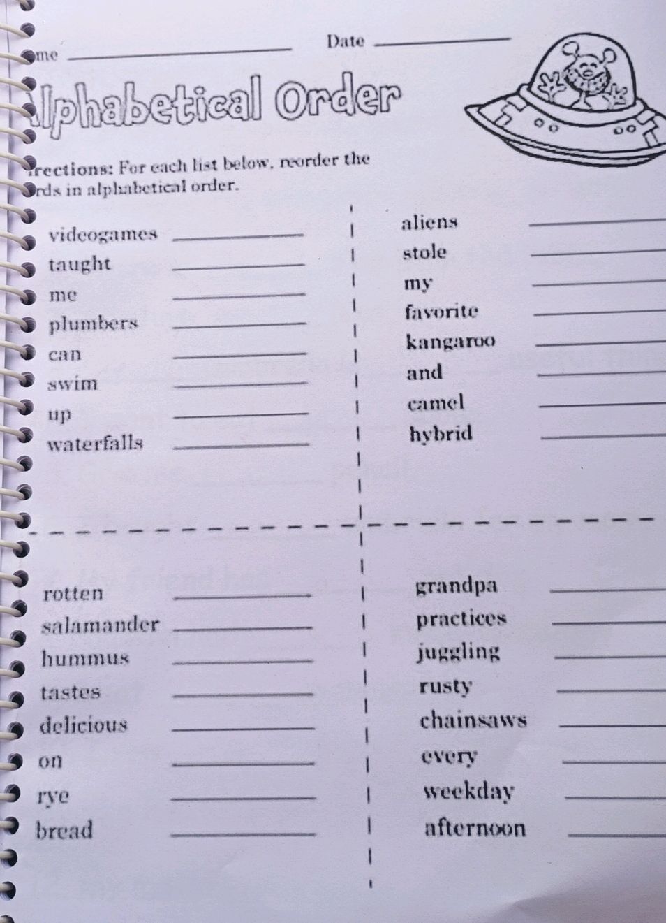 Directions: For each list below, reorder the | StudyX