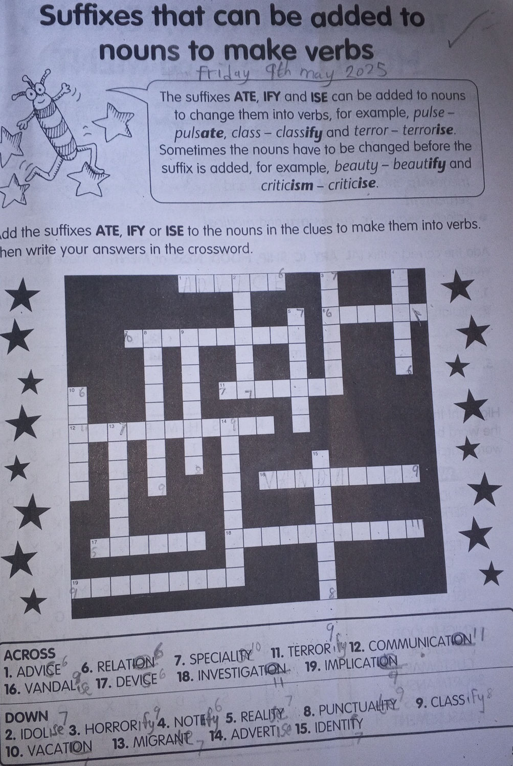 The suffixes ATE, IFY and ISE can be added | StudyX