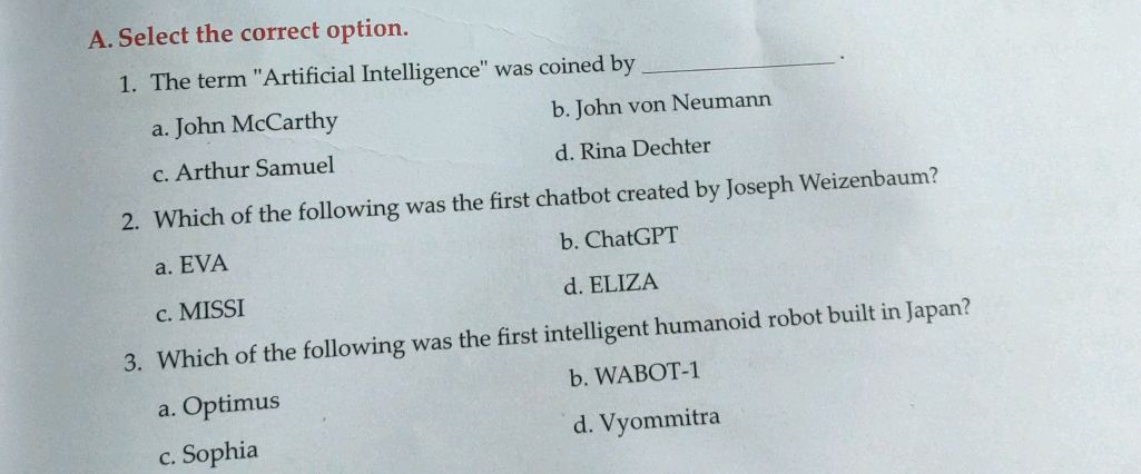 A. Select the correct option. 1. The term | StudyX