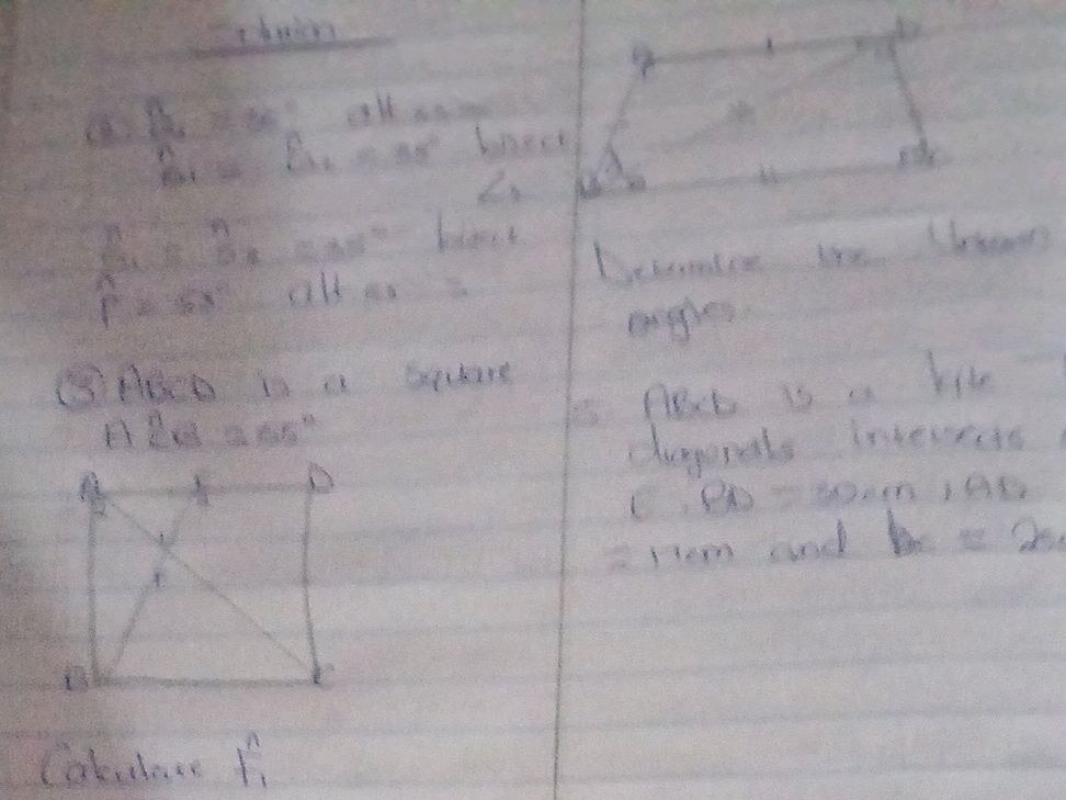 ③ ABCD is a square Calculate fi Determine | StudyX