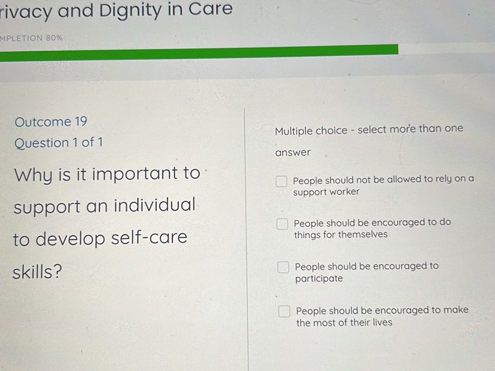 Why is it important to support an individual | StudyX