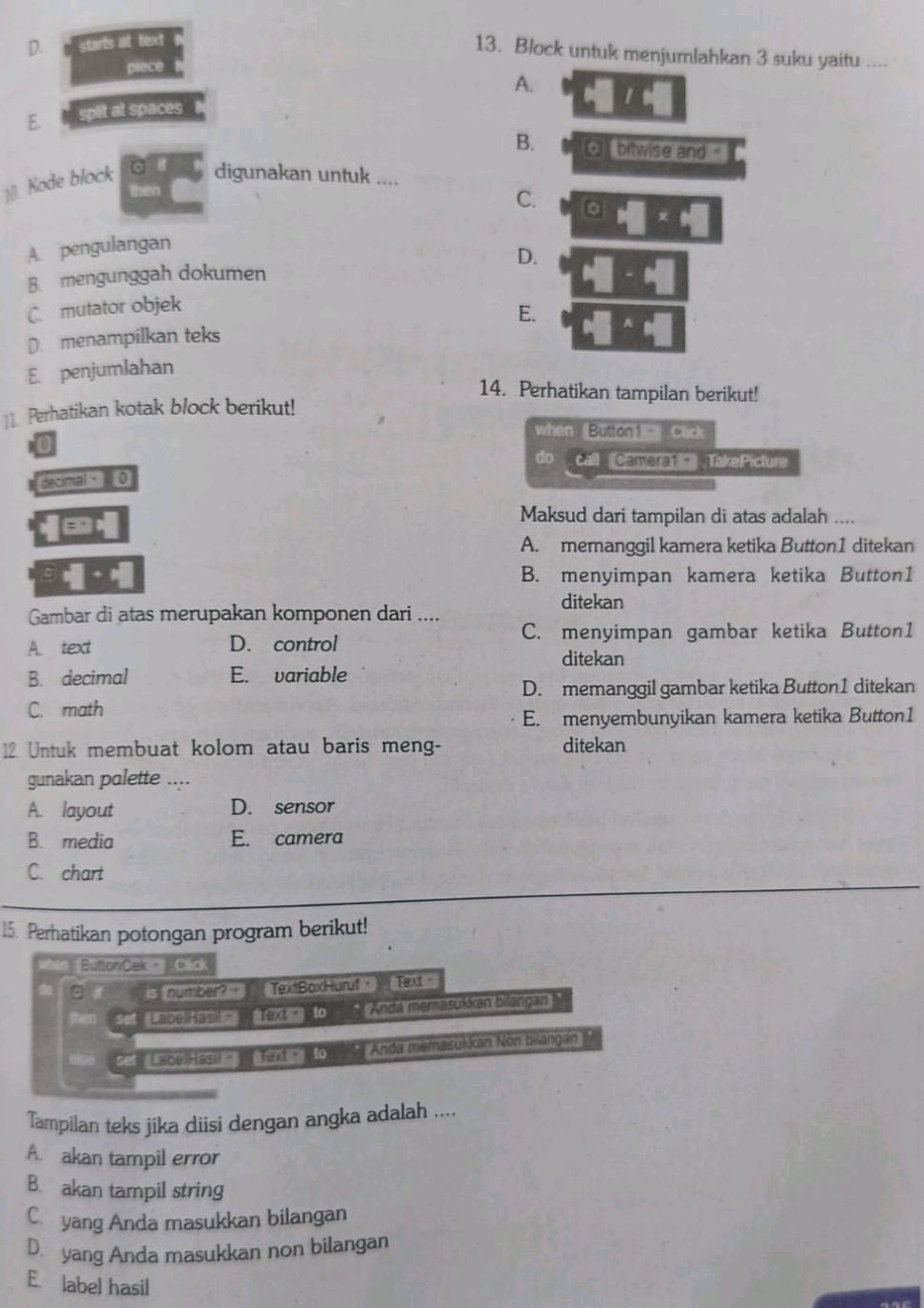 10. Kode block `then` digunakan untuk .... | StudyX