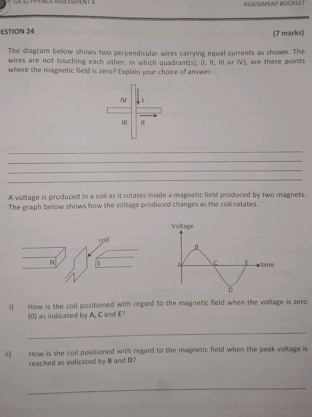 The diagram below shows two perpendicular