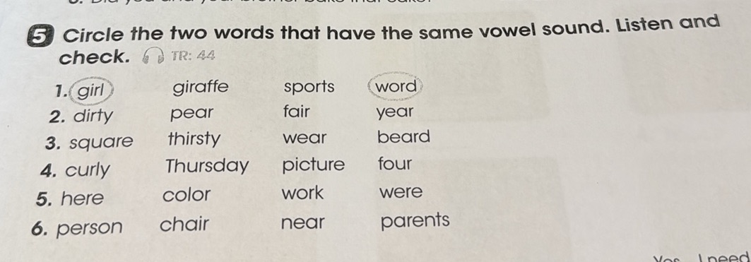 5 Circle the two words that have the same | StudyX