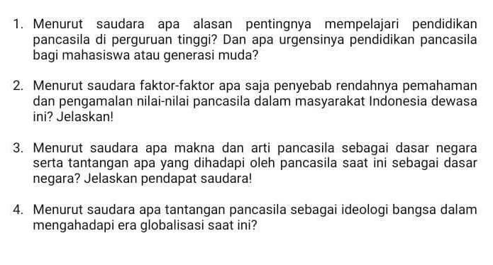 1. Menurut saudara apa alasan pentingnya | StudyX