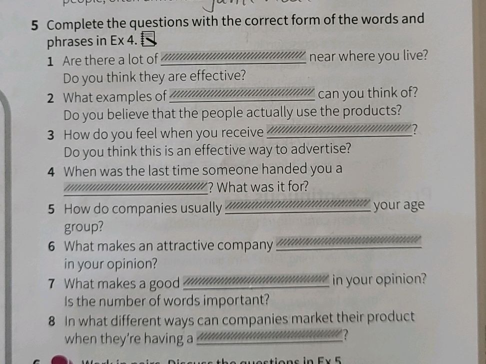 5 Complete the questions with the correct | StudyX