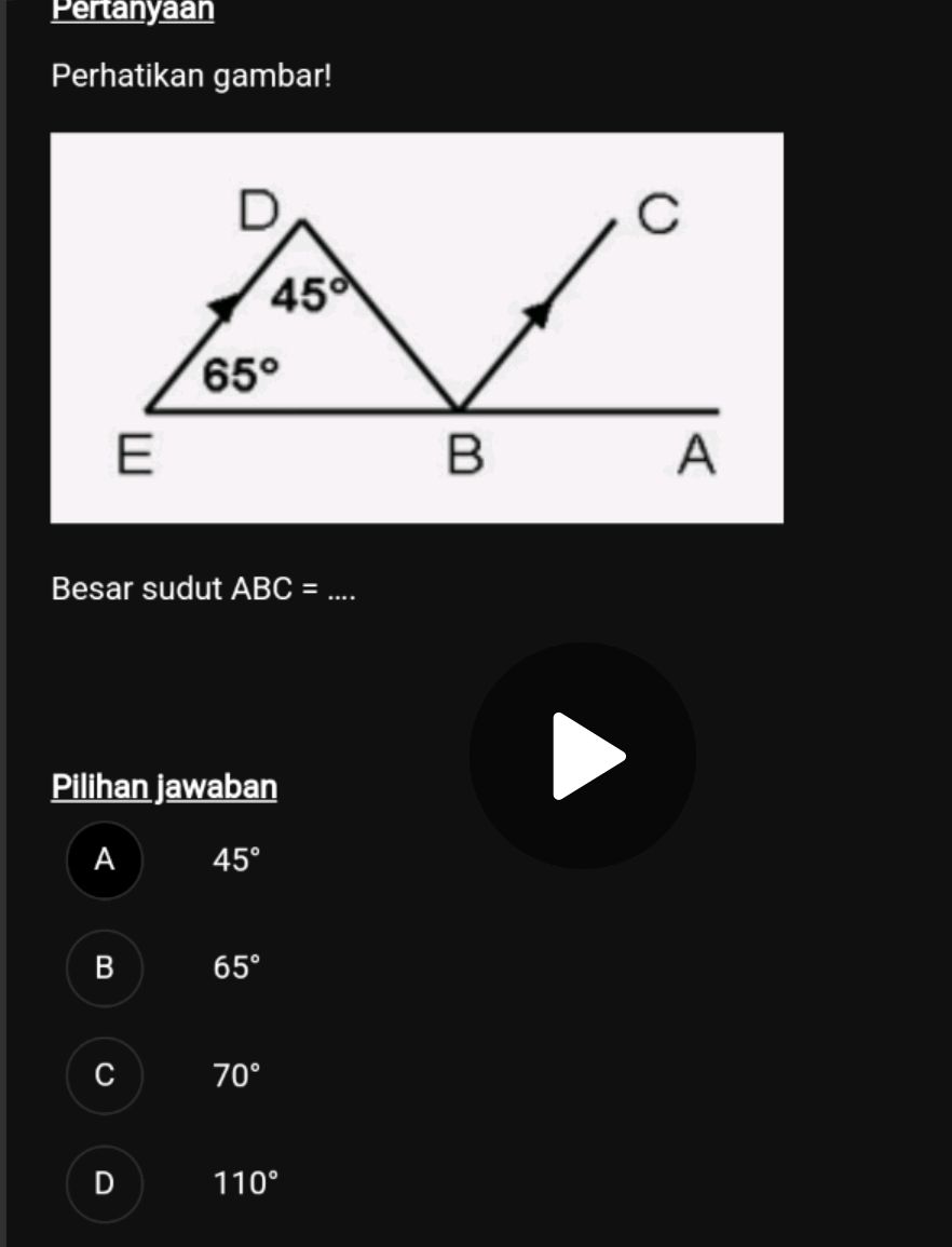 Perhatikan gambar! Besar sudut ABC = .... | StudyX
