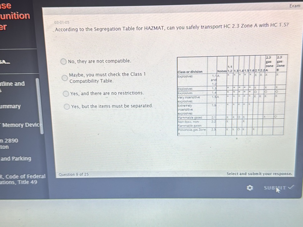 According to the Segregation Table for | StudyX