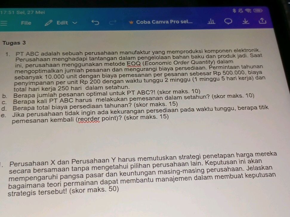 1. PT ABC adalah sebuah perusahaan | StudyX