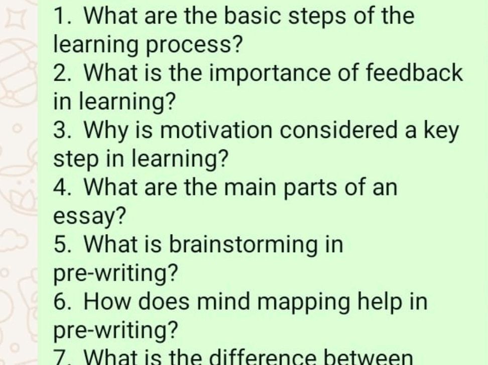 1. What are the basic steps of the learning | StudyX