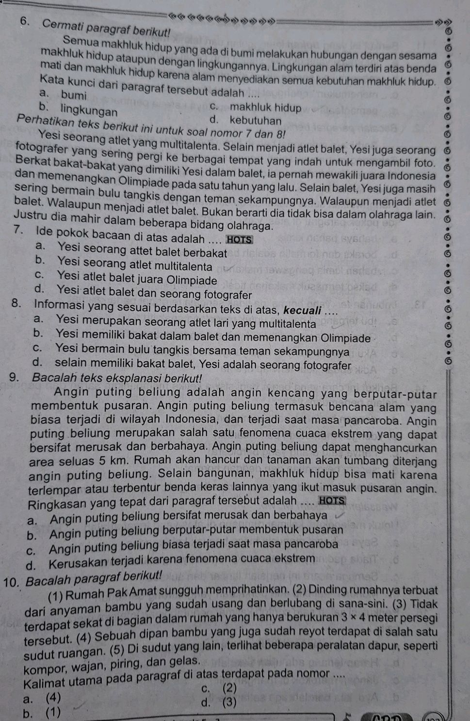 6. Cermati paragraf berikut! Semua makhluk | StudyX