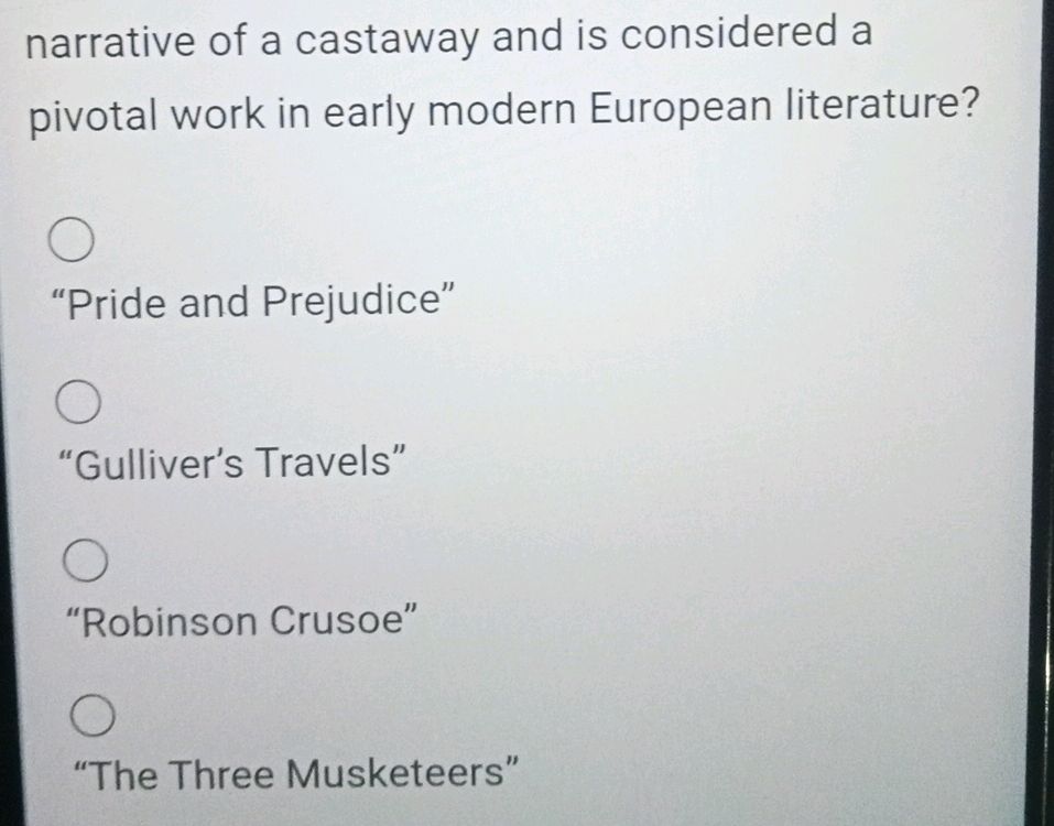 narrative of a castaway and is considered a | StudyX
