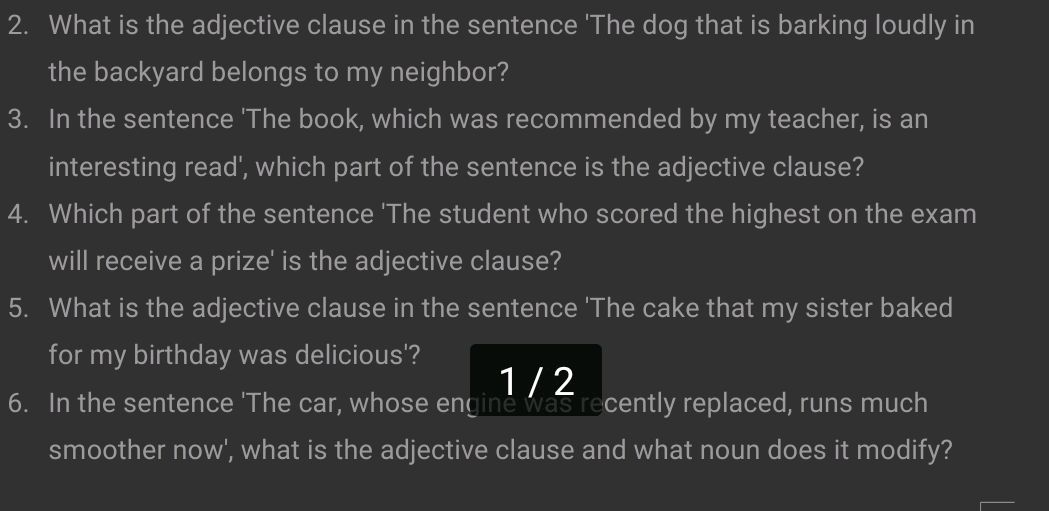 2. What is the adjective clause in the | StudyX