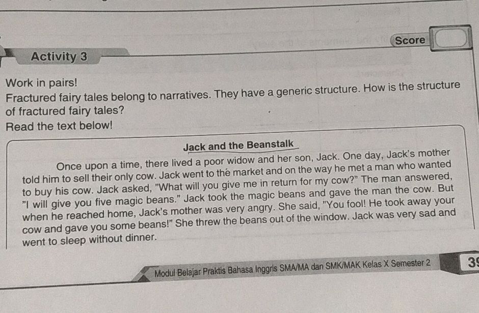 Work in pairs! Fractured fairy tales belong | StudyX