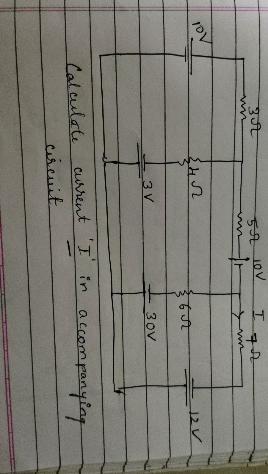 Calculate current 'I' in accompanying | StudyX