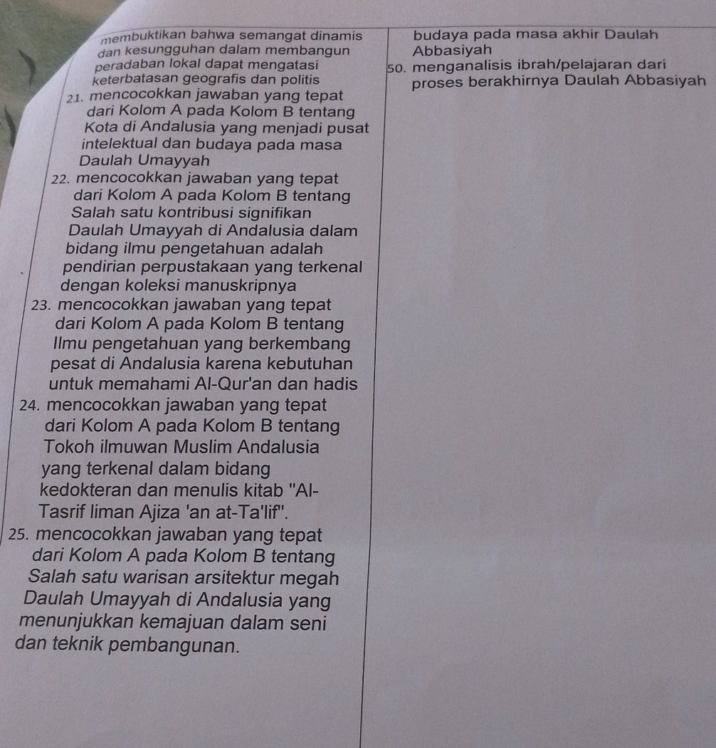 21. mencocokkan jawaban yang tepat dari | StudyX