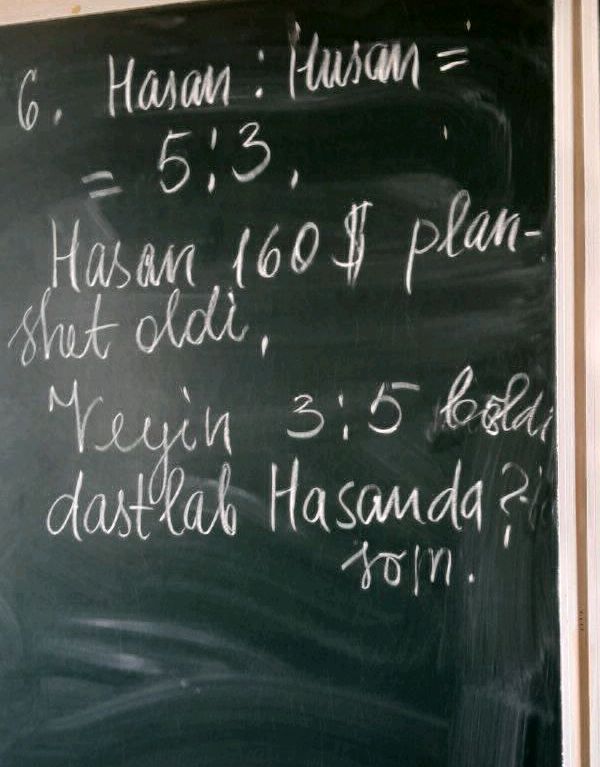 6. Hasan : Husan = 5:3, Hasan 160$ plan-shet | StudyX