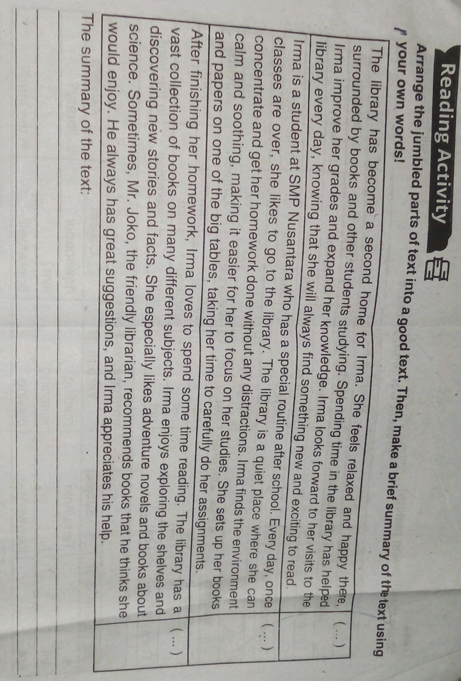 Arrange the jumbled parts of text into a | StudyX