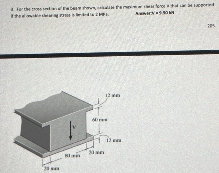 3. For the cross section of the beam shown, | StudyX