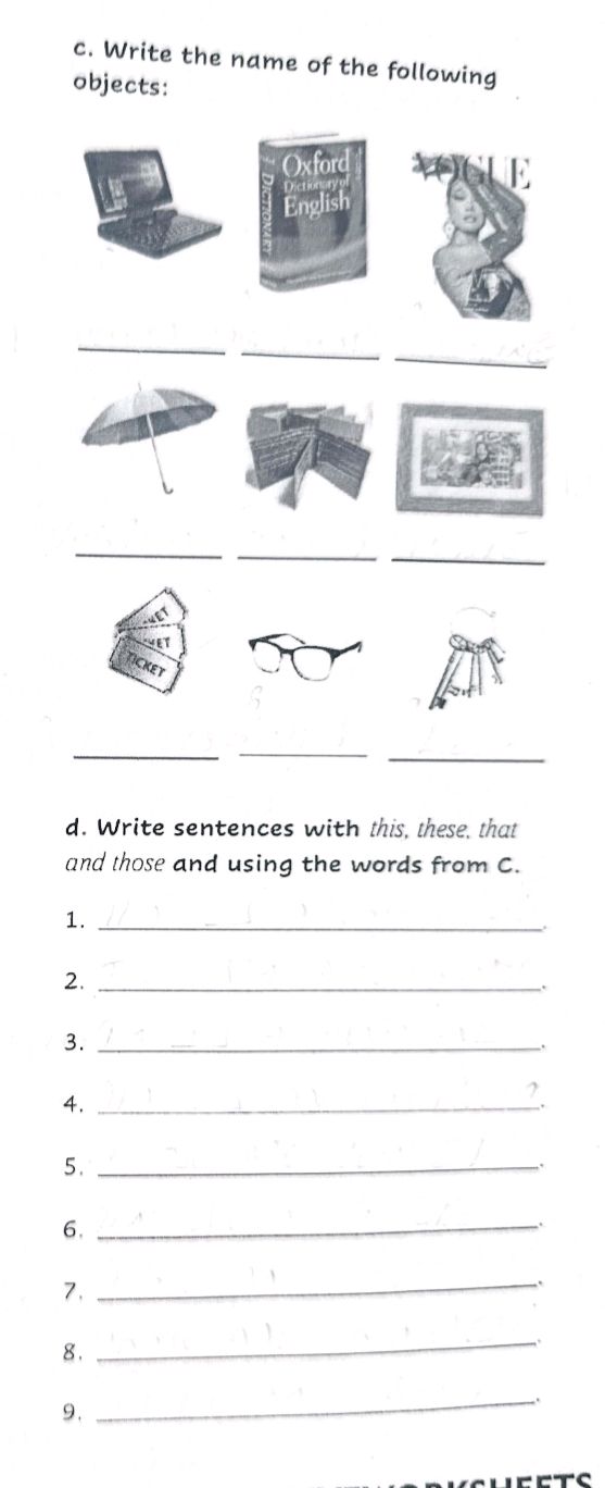 c. Write the name of the following objects: | StudyX