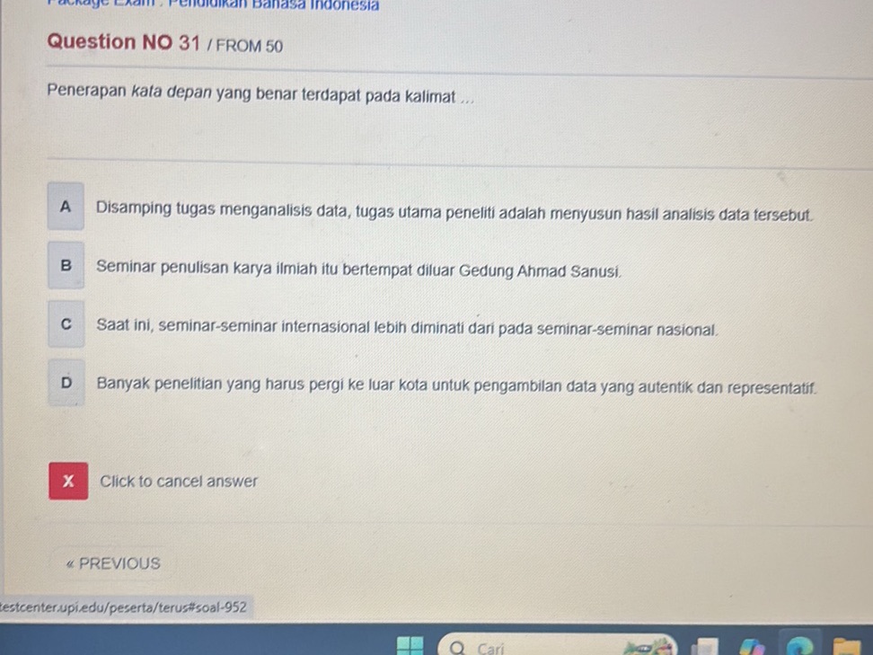 Penerapan kata depan yang benar terdapat | StudyX