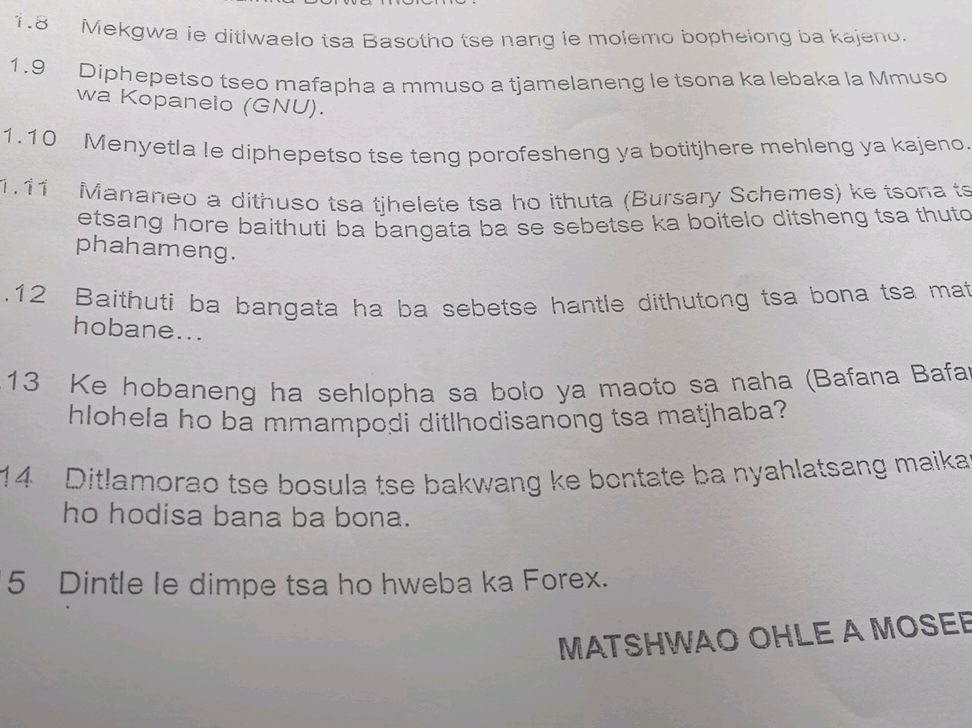1. Ke hobaneng ha sehlopha sa bolo ya maoto | StudyX
