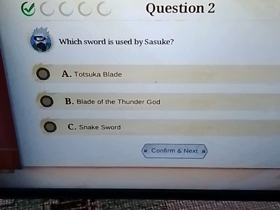 Which sword is used by Sasuke? A. Totsuka | StudyX