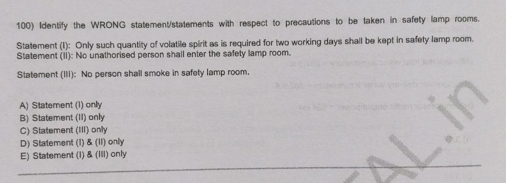 100) Identify the WRONG statement/statements | StudyX