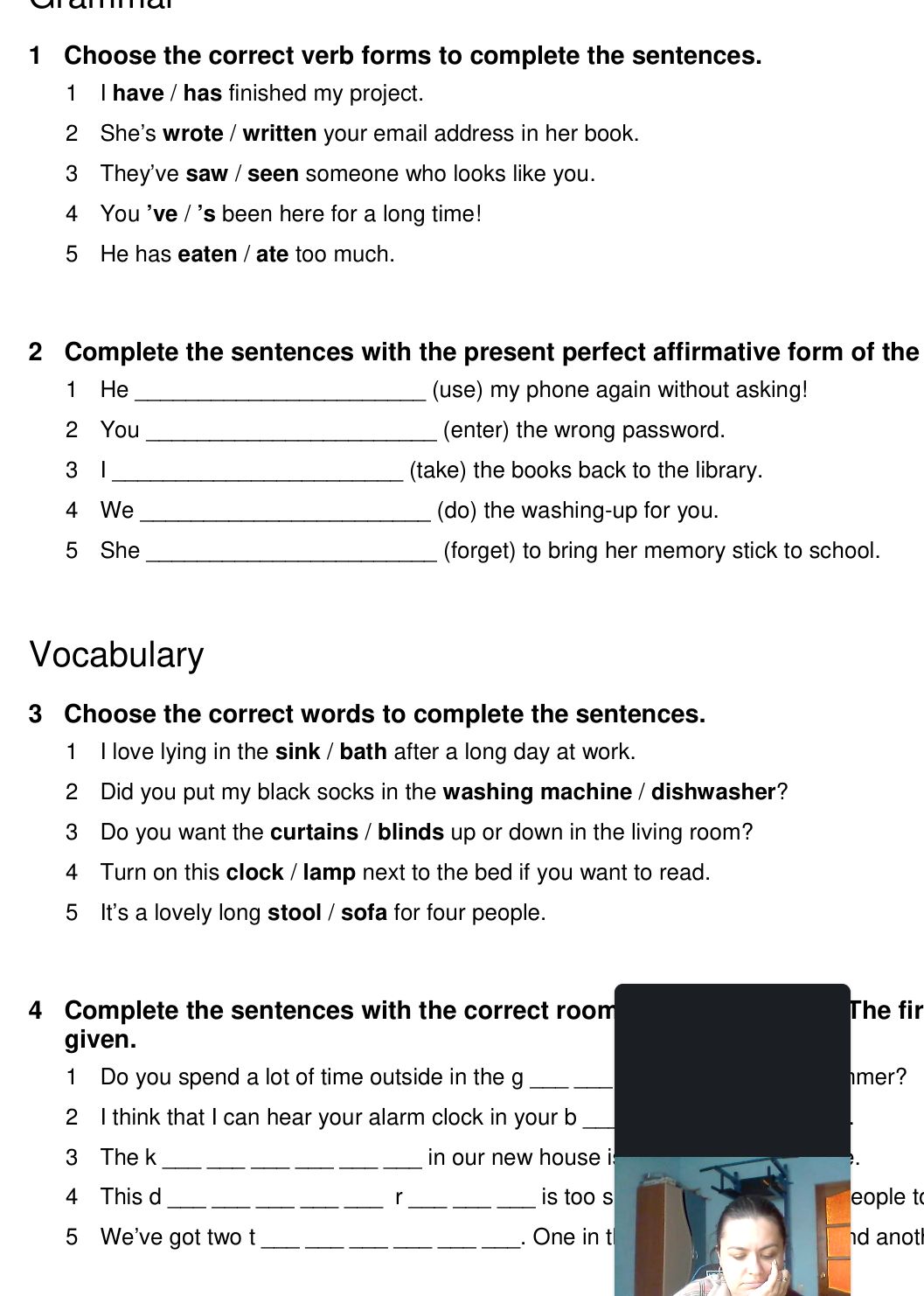 1 Choose the correct verb forms to complete | StudyX