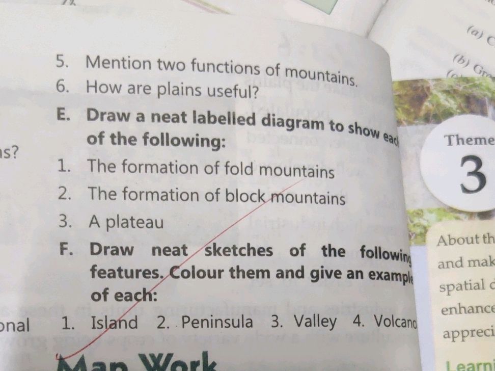 5. Mention two functions of mountains. 6. | StudyX